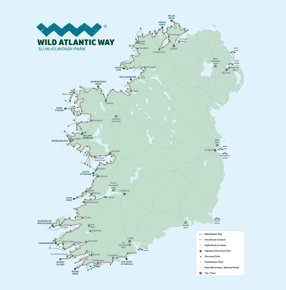 Wild Atlantic Way Ireland Map Wild Atlantic Way Ireland Map